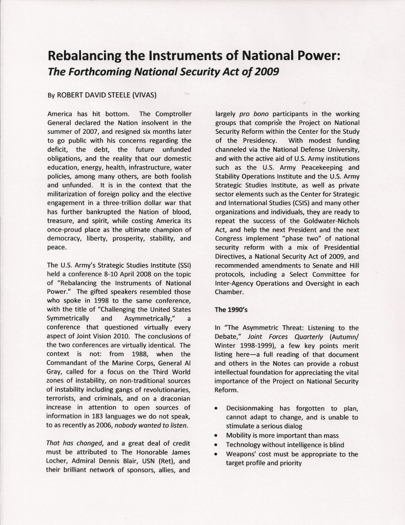 2008 Rebalancing the Instruments of National Power–Army Strategy ...